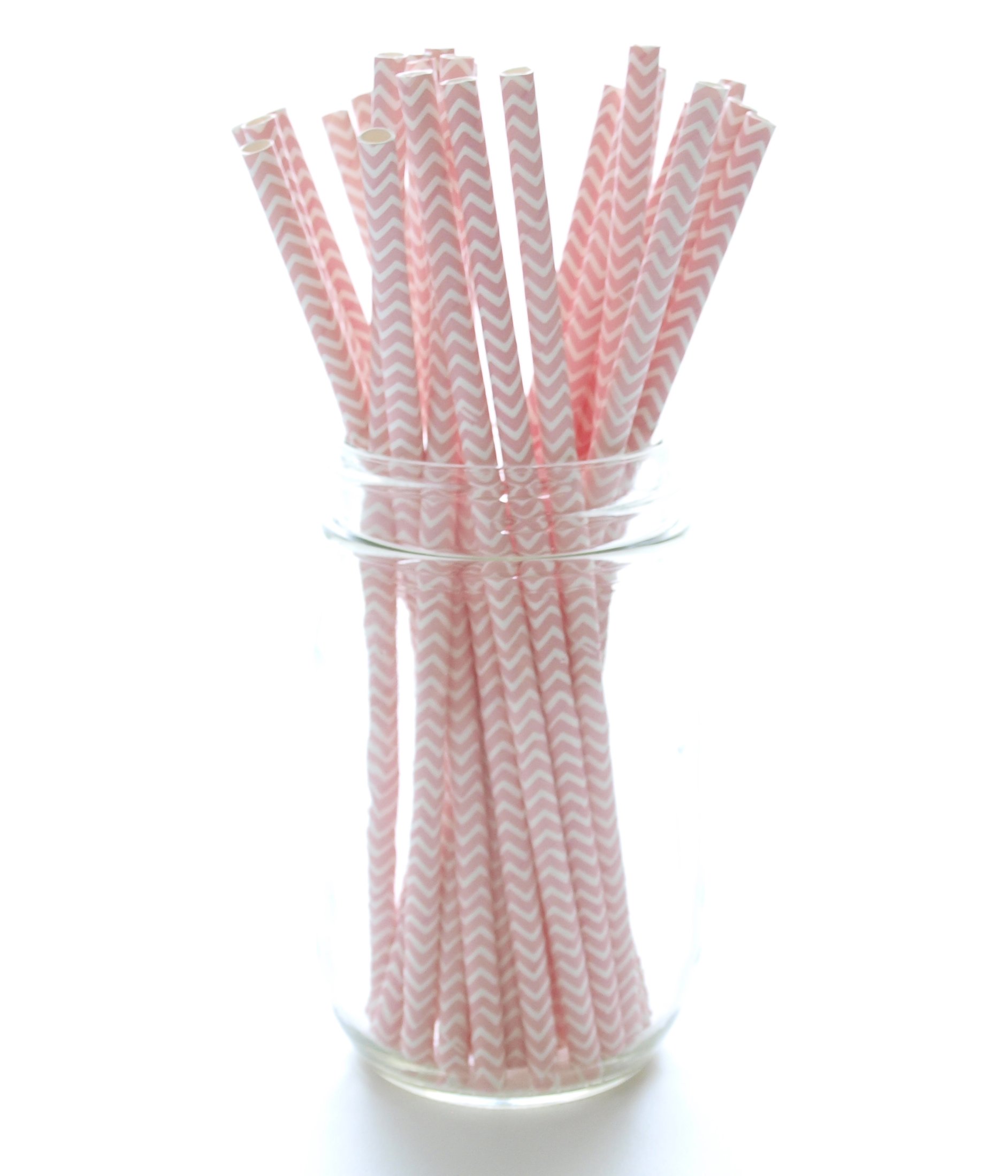 Pink Chevron Design Paper Straws - 25 Pack - Wedding Zigzag Straws, Girl Baby Shower Straws, Pink Chevron Straws