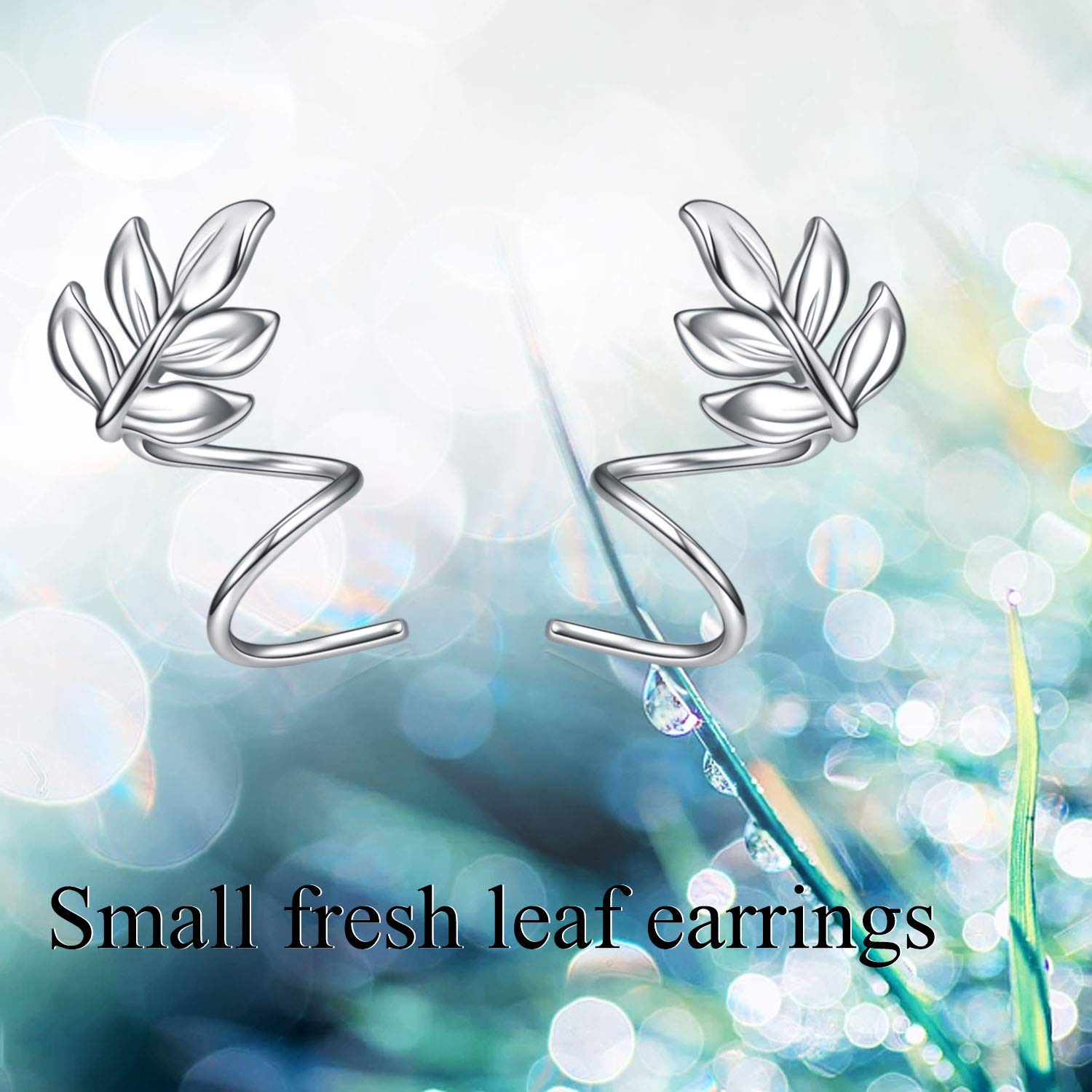 Leaf Crawler Earrings Sterling Silver Leaves Wrap Earrings Leaf Cuff Earrings Stud Ear Climber Ear Gifts for Women Teen Girls