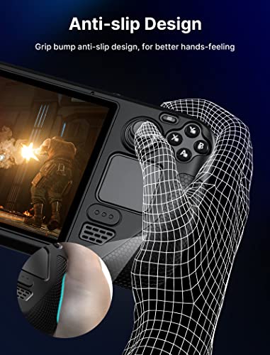 Protective Case for Steam Deck, JSAUX PC0103 Silicone Soft Cover Protector with Full Protection, Shock-Absorption and Anti-Scratch Design - Black