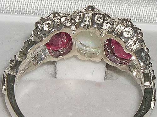 LetsBuyGold 925 Sterling Silver Natural Opal and Ruby Womens Promise Ring - Size 9.5