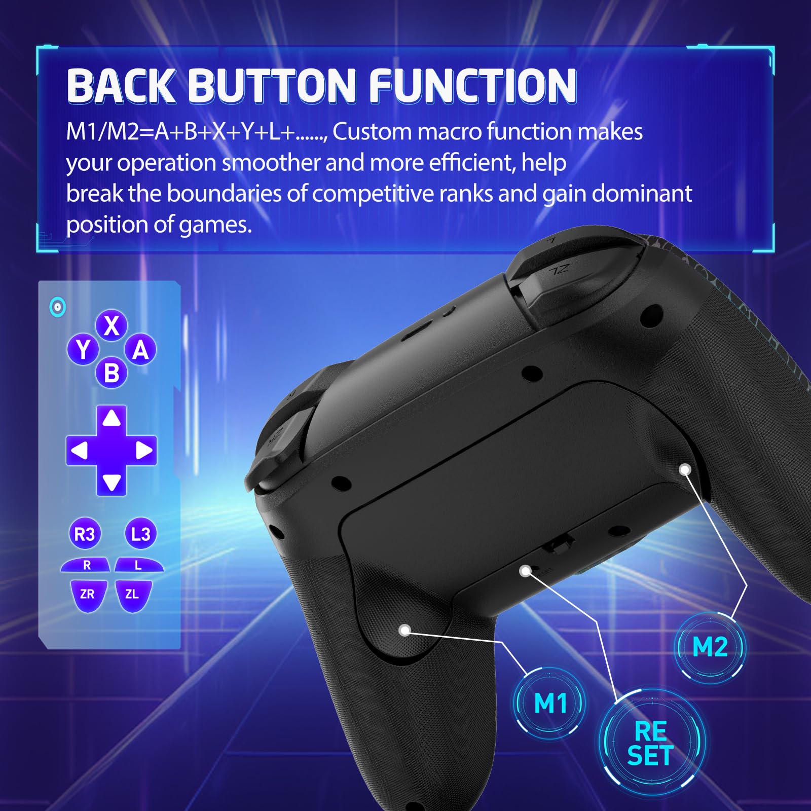 Koiiko Game Controller Gamepad for PC/PS3/PS4/PS5/Switch/iPad/iPhone/Android: Supports Wireless Connection, Cloud Gaming, Streaming on PS/Xbox/PC Console, Gaming Joystick with Back Button/Turbo/6-Axis