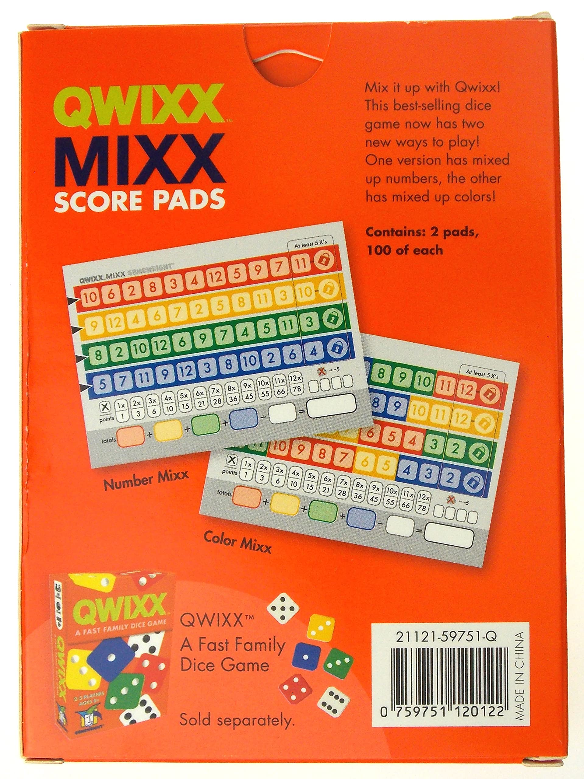 QWIXX Mixx 2 Replacement Score Pad Boxes Bundle - 400 Score Sheets (Score Cards) - Bonus Hickoryville Velour Storage Bag