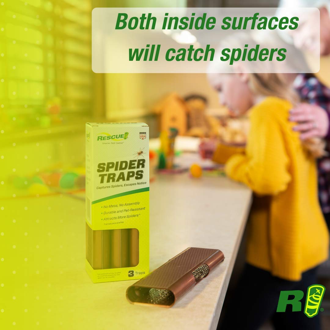 RESCUE! Spider Traps β Catches Brown Recluse, Hobo Spiders, Black Widows & Wolf Spiders - 4 Pack (12 Traps)
