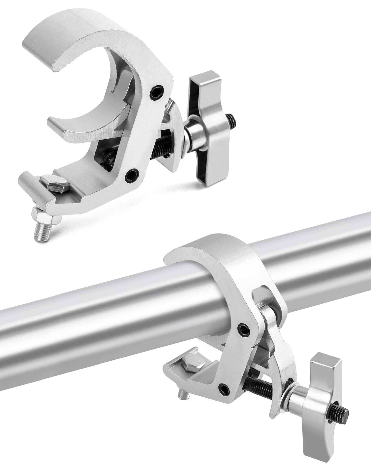 QWORK Truss Clamp Stage Lights Clamp, 2 Pack Pro Truss Clamp, Heavy Duty 330-pound Professional Clamp for Moving Head Stage Lighting Fixtures, 1.57-2.36 Inch Fit 40-60 mm OD Pipe