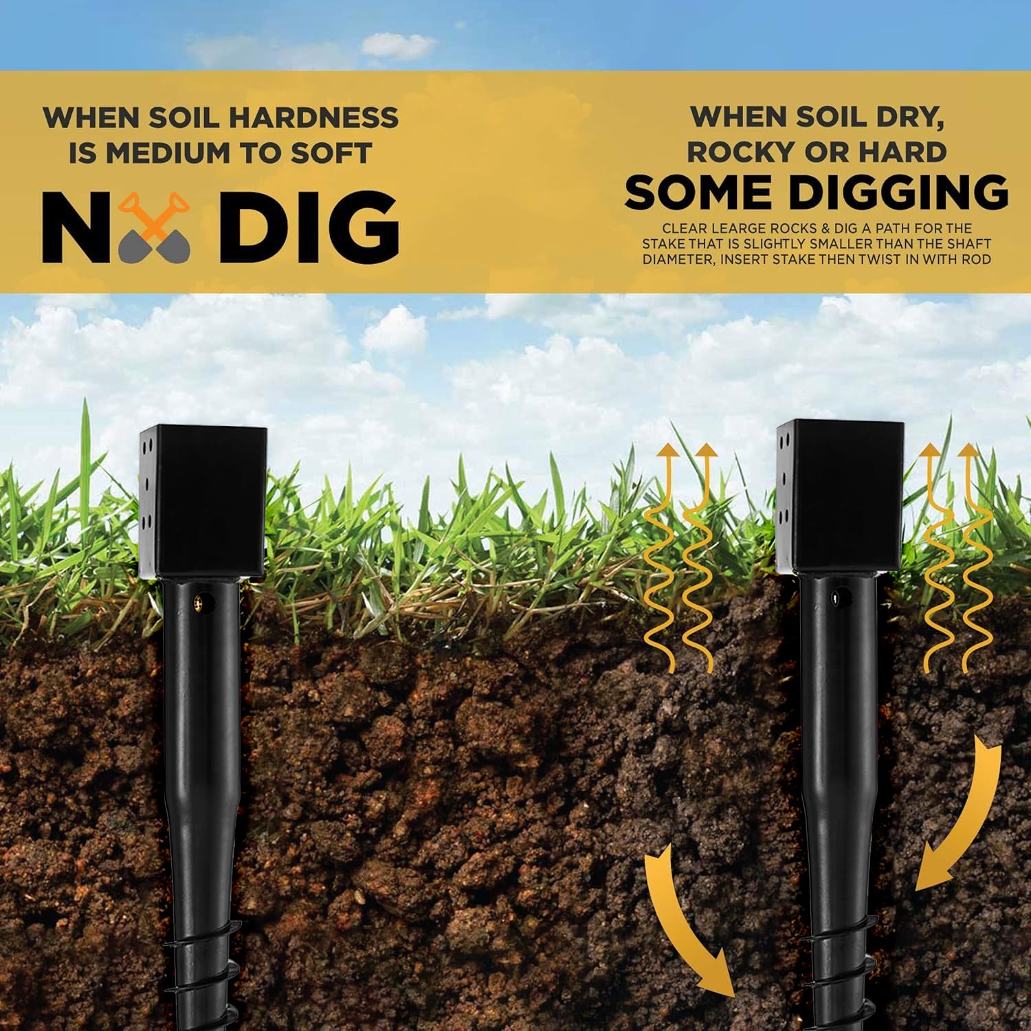 LADECH Premium No Dig Ground Anchor β DIY Screw in Post Stake β 27 Inch β Fits Standard 4x4 Post (3.5" X 3.5" Inch) β Great for Mailbox Posts and Fence Posts (Set of 1)