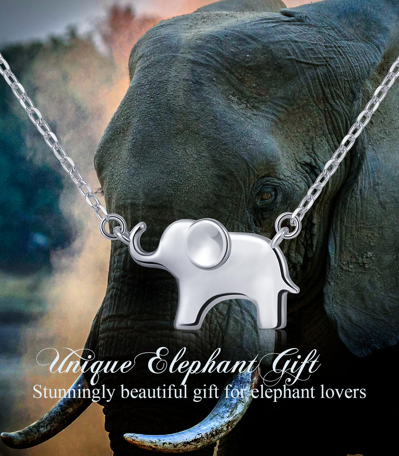 Ladytree S925 Sterling Silver Lovely Elephant Pendant Necklace for Women Jewelry Gift