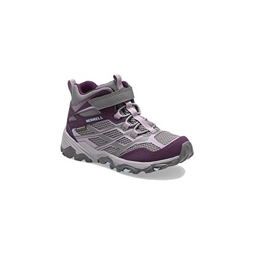 Merrell Moab FST Mid Alternative Closure Waterproof Hiking Boot, Charcoal/Nirvana, 4.5 Wide US Unisex Big_Kid