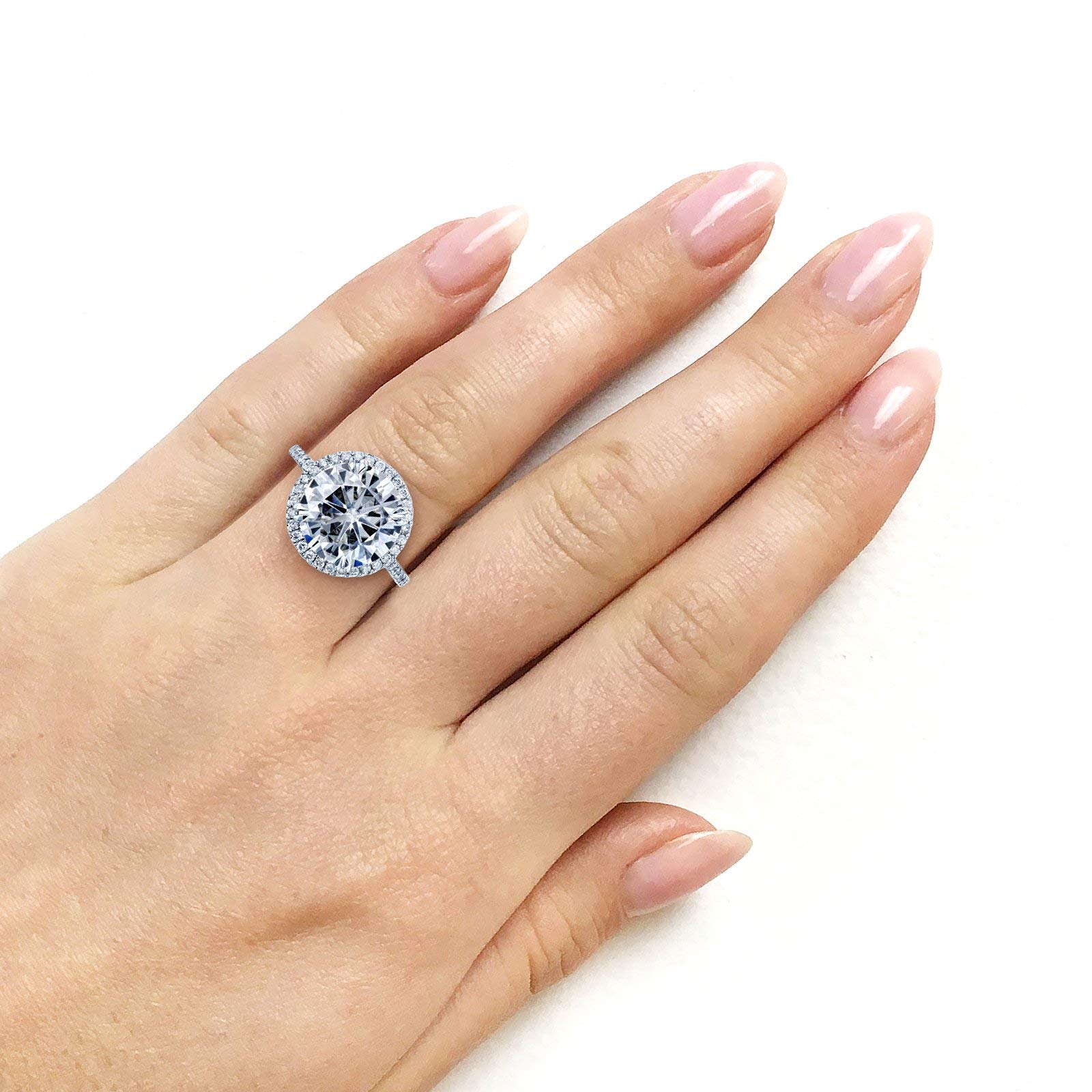 Kobelli Moissanite Halo Engagement Ring 5 1/5 CTW in 14k White Gold, Size 9, White Gold