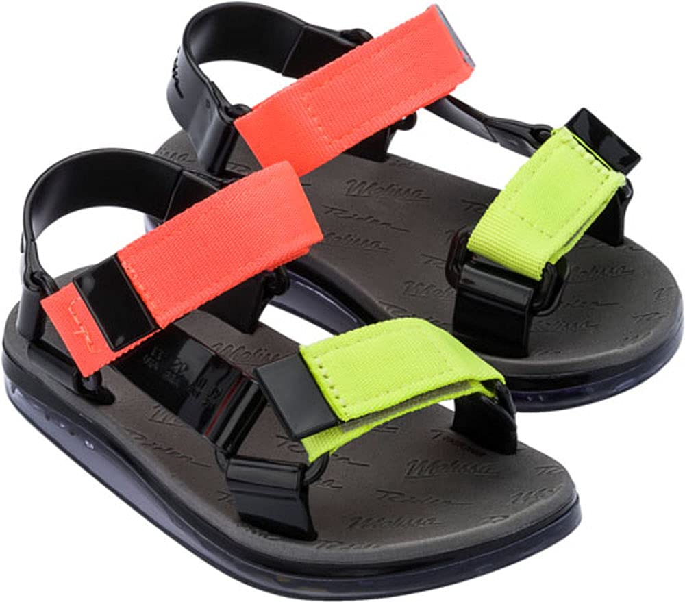 mini melissa Papete + Rider (Little Kid/Big Kid) Black/Yellow/Orange 2 Little Kid M
