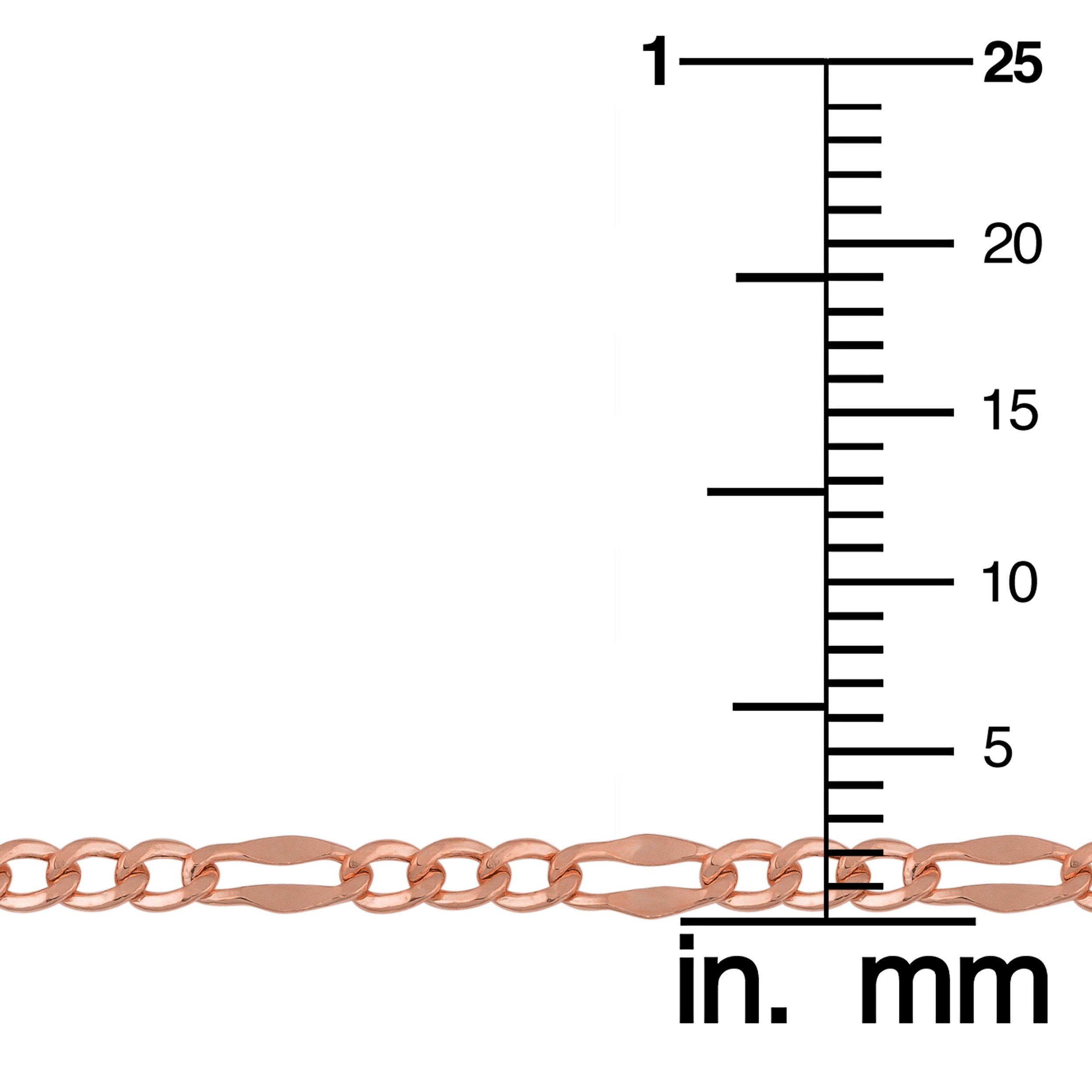 Kooljewelry 14k Rose Gold 2 mm Figaro Link Chain Bracelet (7.5 inch)