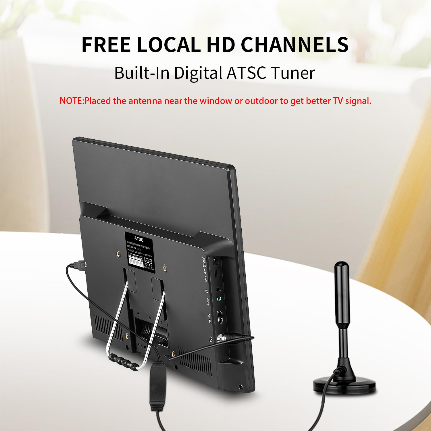 othoig 14inch Portable TV,Small tv with Antenna,HDMI,USB,AV Slot and Digital ATSC Tuner,Rechargeable Battery Operated,12 Volt car Cable/AC for Kitchen RV car Camping(US 2023)