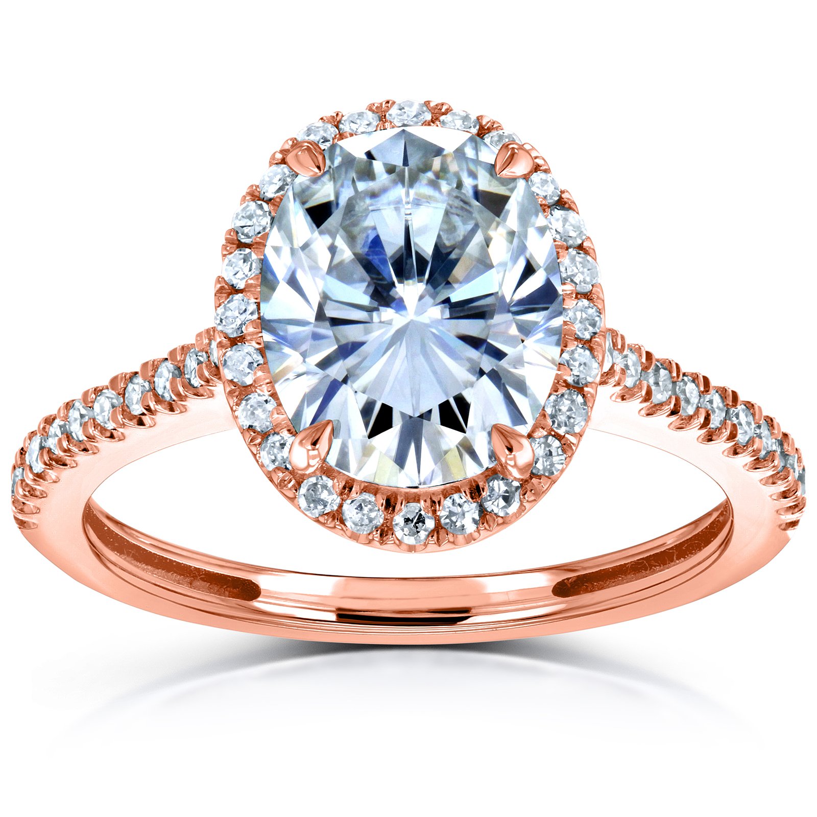 Kobelli Oval Moissanite Halo Engagement Ring 2 1/4 CTW 14k Rose Gold