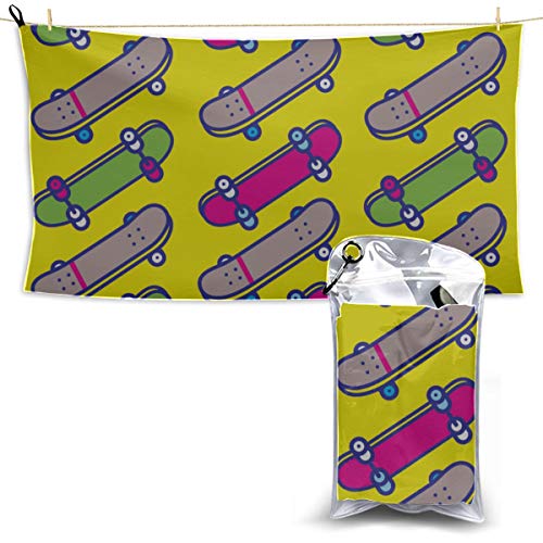 MOVTBA Quick Dry Beach Towel Microfiber Compact Absorbent Beach Towel Quick Drying with Carrying Bag Interesting Sports Skateboarding Beach Accessories for Girls