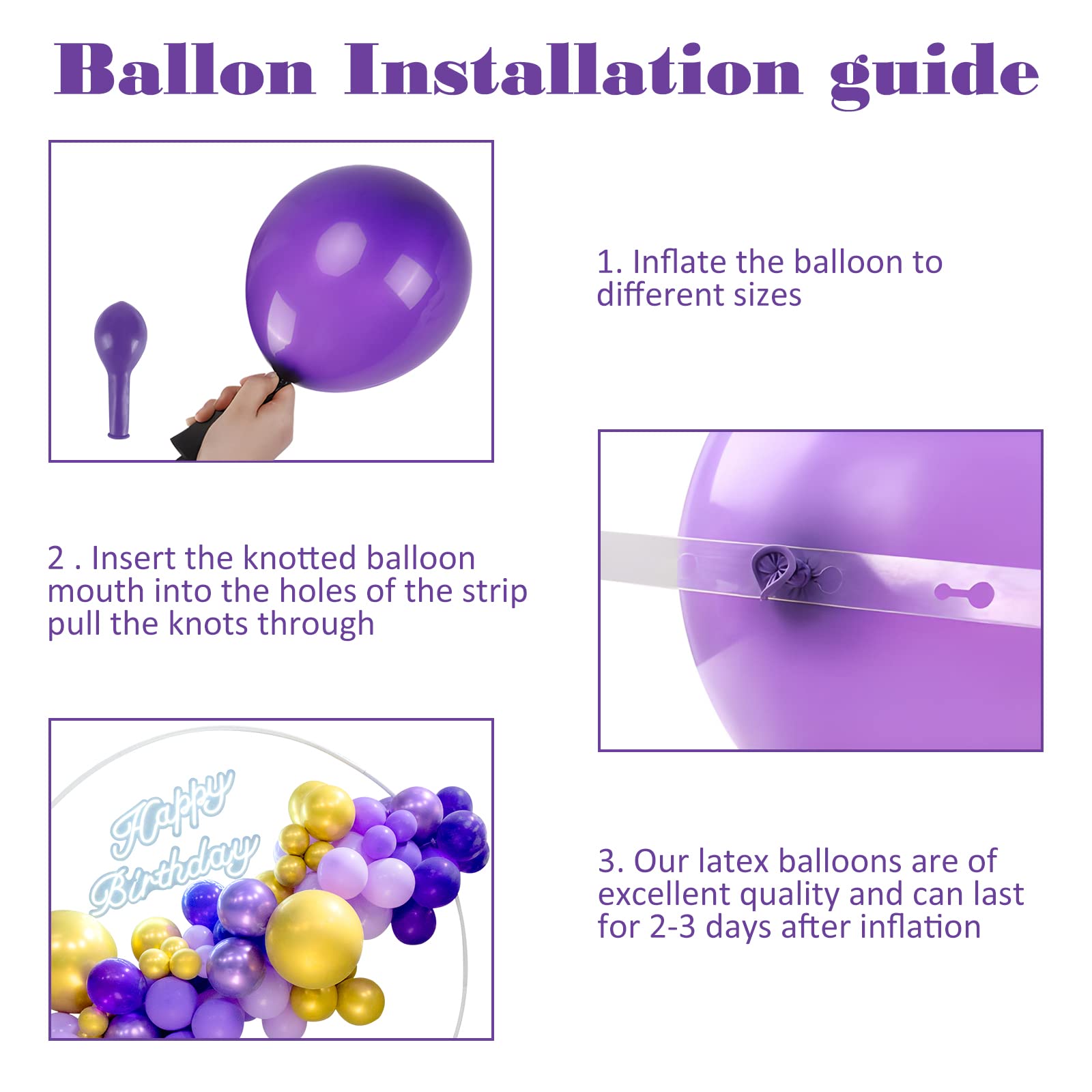Ltwil Balloon Garland Kit - Lavender and Gold Theme, Easy-to-Assemble, Perfect for Princess Parties,137pcs