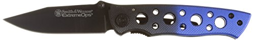 Smith & Wesson Extreme Ops CK111 7.3in High Carbon S.S. Folding Knife with a 3.1in Clip Point and Aluminum Handle for Outdoor, Tactical, Survival and EDC