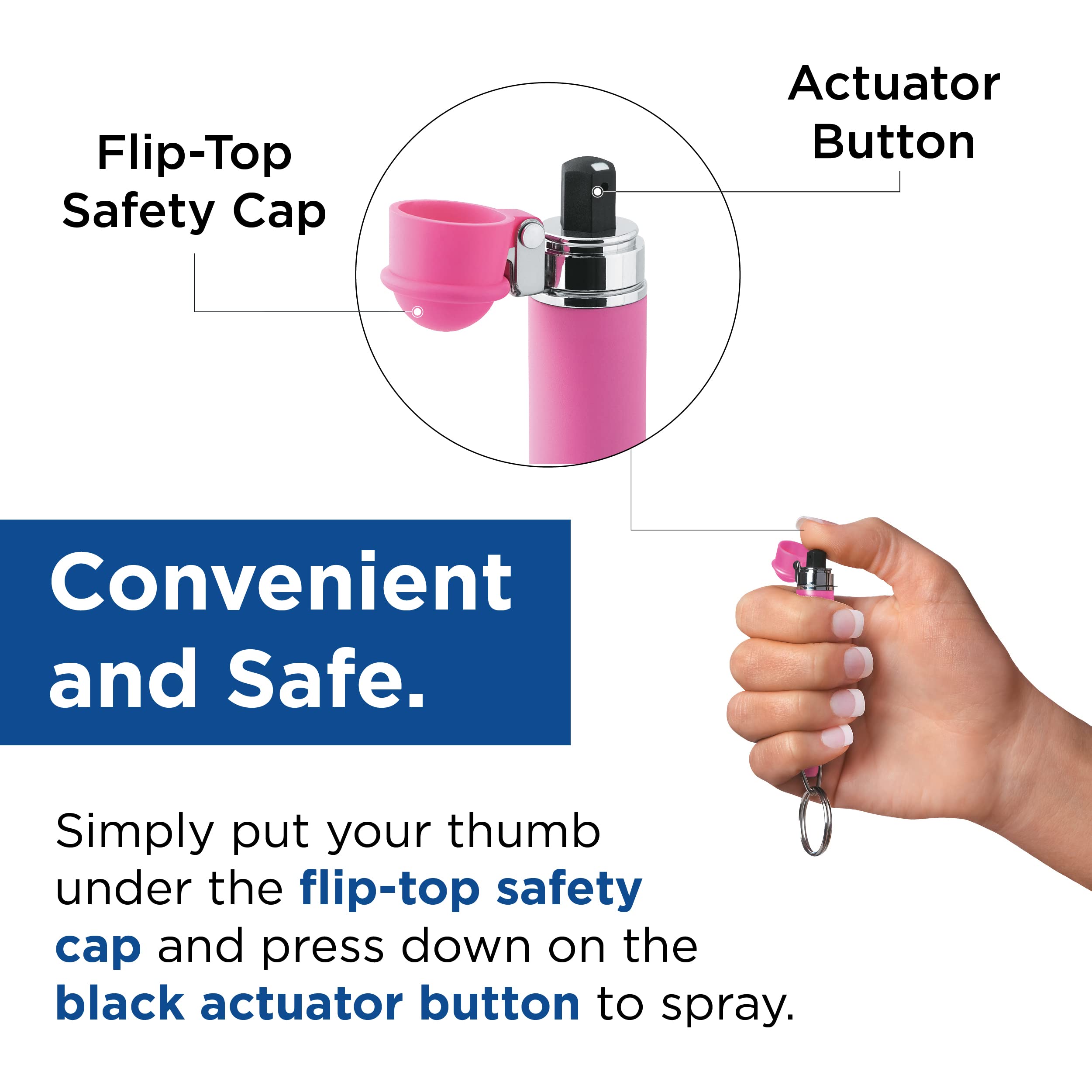 Mace Brand KeyGuard Mini Pepper Spray, Pink, 2-Pack β Accurate 5β Powerful Pepper Spray Keychain for Women & Men β Refillable Spray, Flip-Top Safety Cap for Fast Access β Easy to Use, Made in The USA