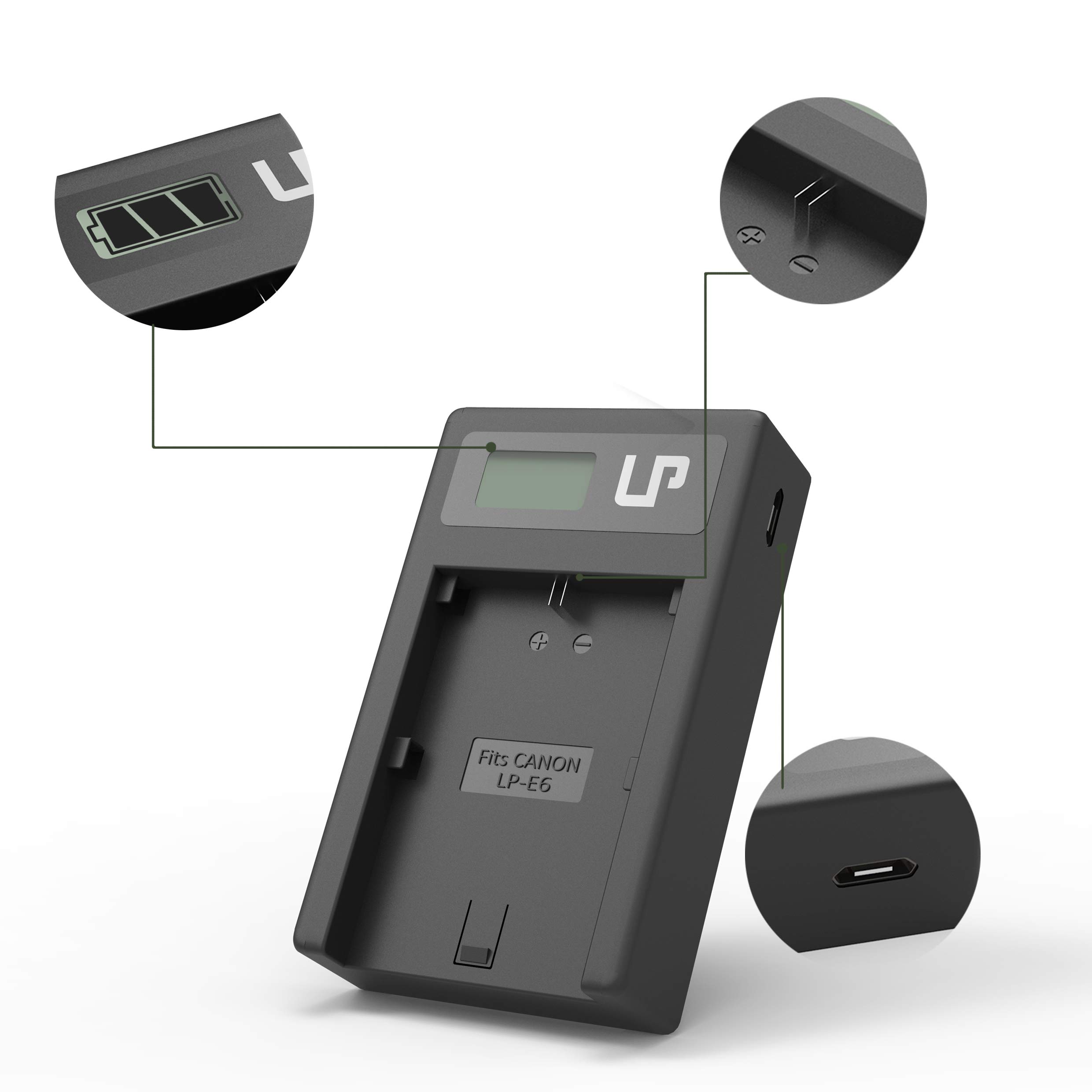 LP-E6 LP E6N Battery Charger, LP Charger Compatible with Canon EOS 90D, 80D, 70D, 60D, 60DA, 7D Mark II, 7D, 6D Mark II, 6D, 5D Mark IV, 5D Mark III, 5D Mark II, 5DS, 5DS R, R5, R6 DSLR Cameras & More