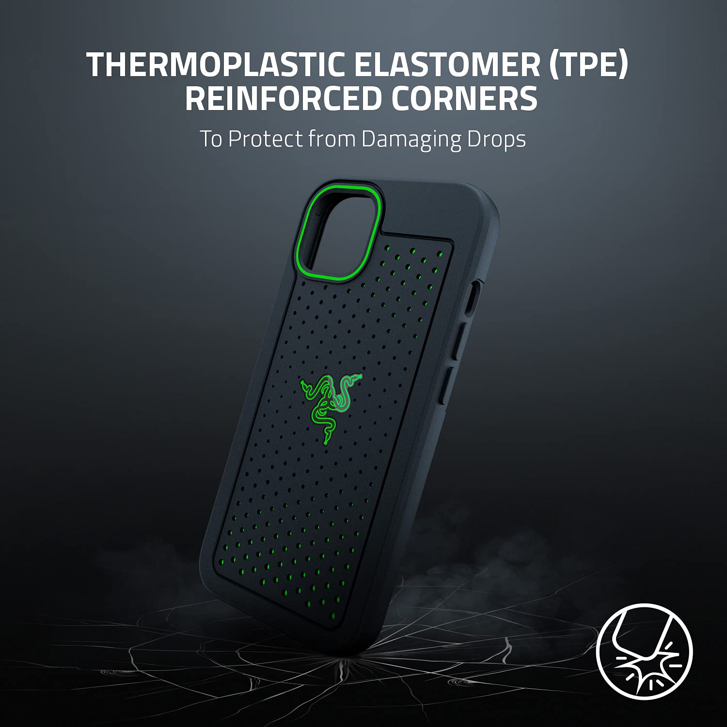Razer Arctech for iPhone 13 Case: Extra Ventilation Channels - Thermplastic Elastomer Reinforced Corners - Tactile Side Buttons - Compatible with Wireless Chargers and 5G Black