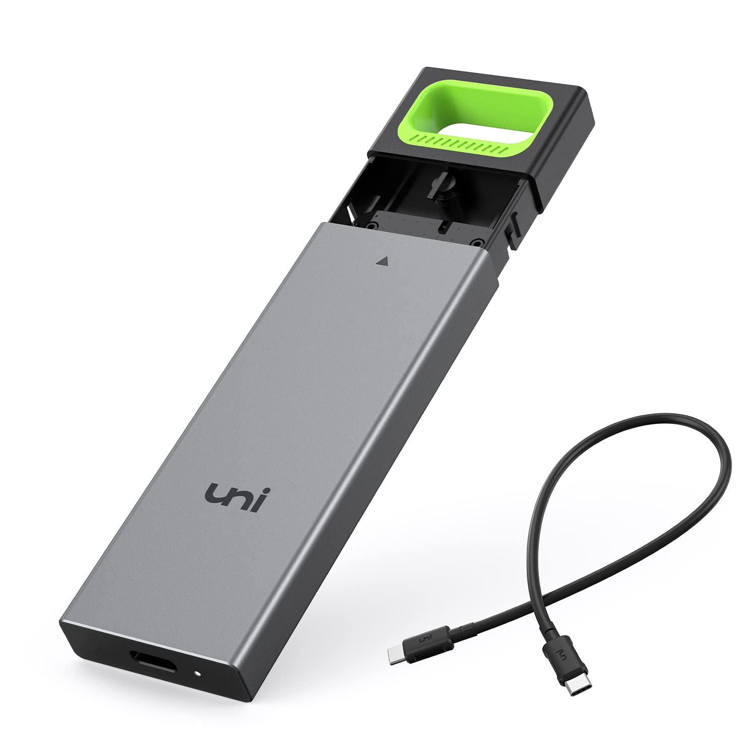 uni NVME SSD Enclosure, Tool-Free 10Gbps M.2 SSD Enclosure, USB C (Thunderbolt3 Compatible) NVME & SATA External SSD Reader Adapter with RTL9210B Chipset Support UASP for SSD Size 2280/2260/2242
