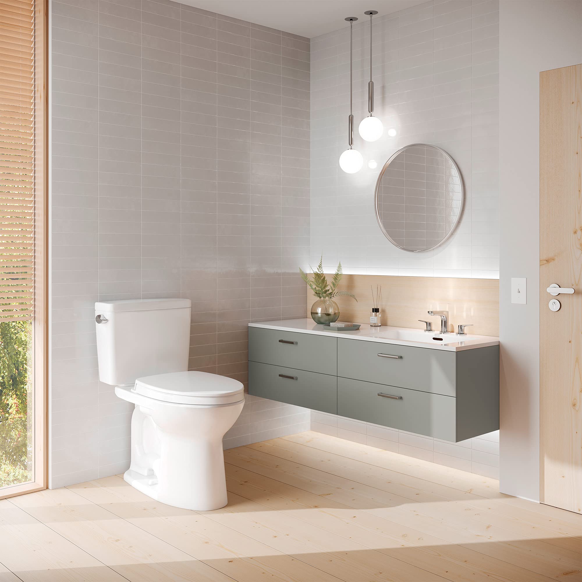 TOTO Drake Two-Piece Elongated 1.6 GPF Universal Height TORNADO FLUSH Toilet with CEFIONTECT, Cotton White - CST776CSFG#01