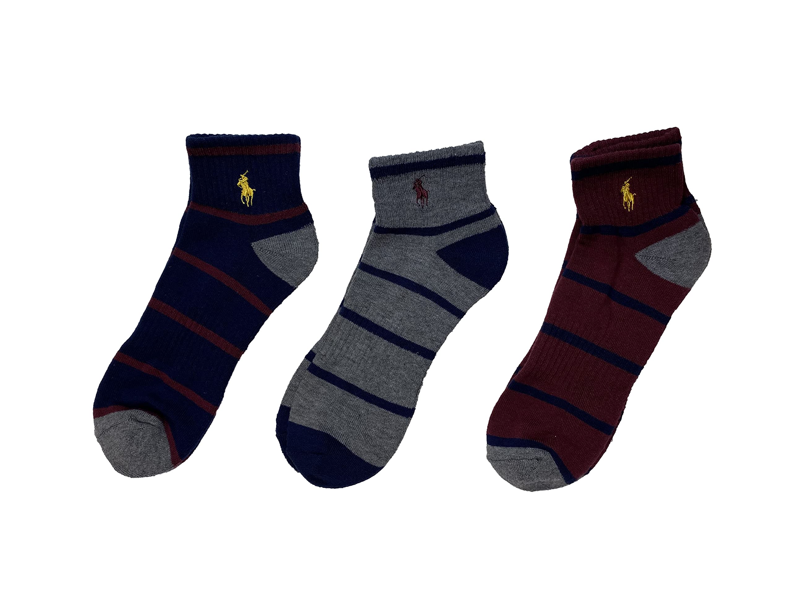POLO RALPH LAUREN Men`s Ankle Cushioned Socks 3 Pack (Bardo(ZP824430PKN)/S_N, 10-13)
