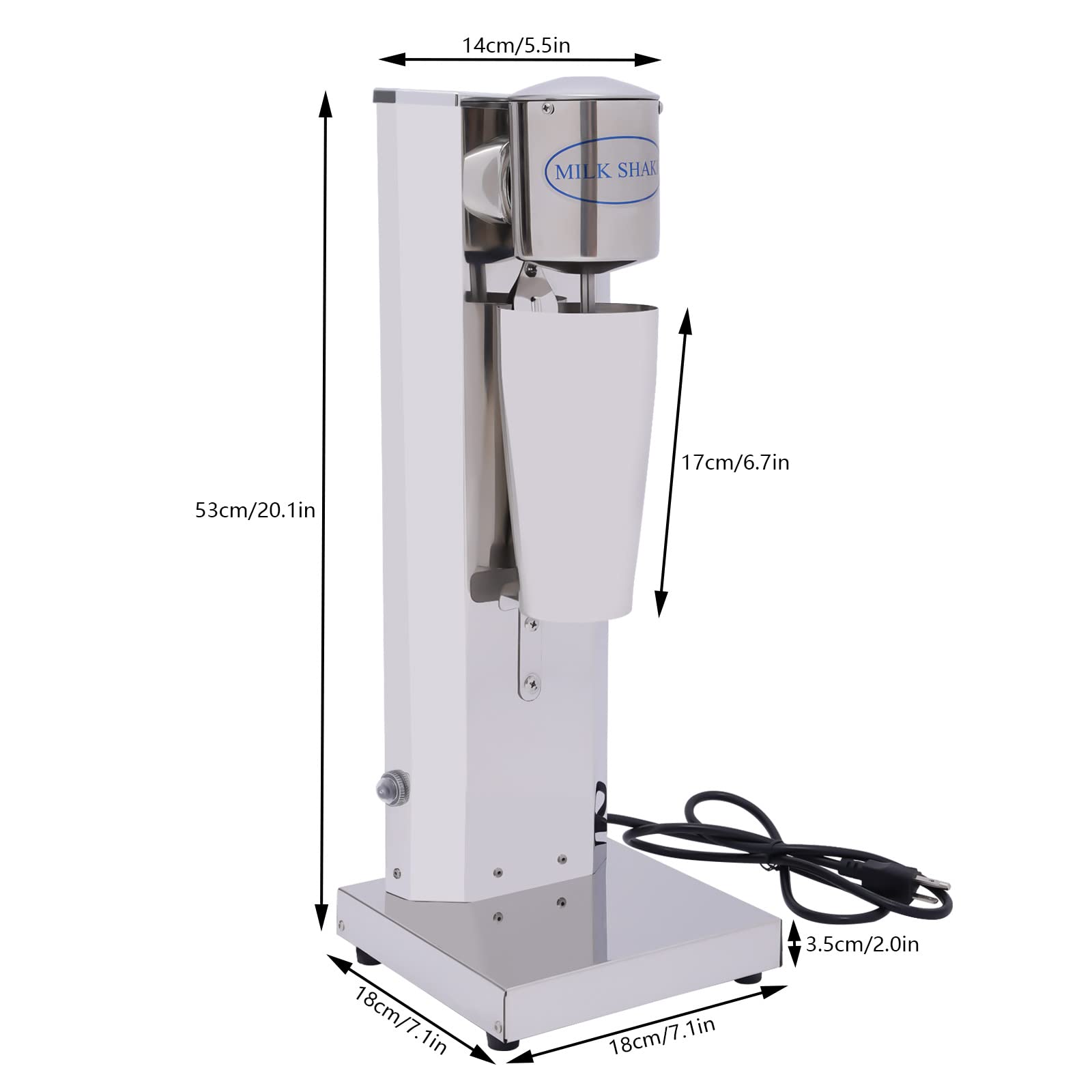YETINGSHOP Milkshake Maker, 180W Stainless Steel Electric Milkshake Maker Machine, Single Head Commercial Drink Mixer for Milkshake Mixed Drink, 800ml Cup, Infinitely Variable Speed