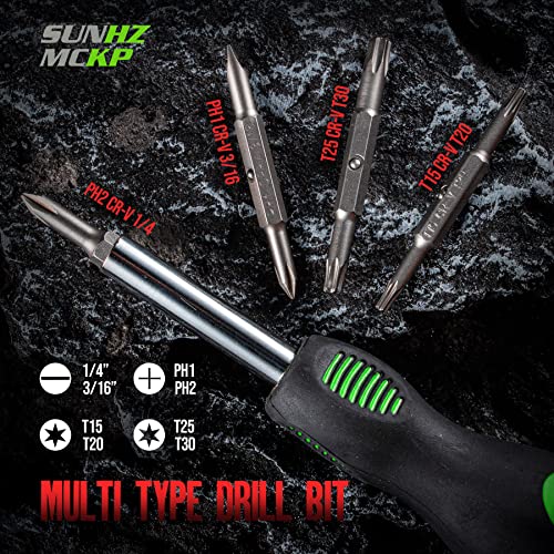 SUNHZMCKP 8 in 1 Screwdriver, Portable multi-purpose screwdriver set,High-Strength Bits, Phillips, Slotted, Torx,Suitable for outdoor and daily repair tools,The best tool gift