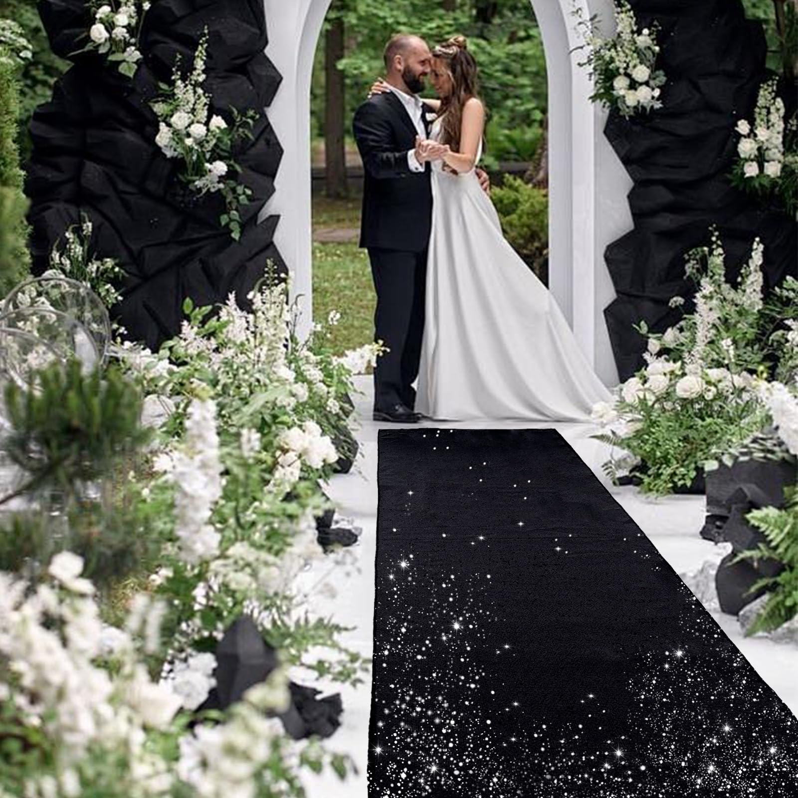 Wedding Aisle Runner White 2FTx15FT Sequin Carpet Runner for Wedding Sparkly Runner Rug for Indoor Outdoor Weddings Engagement Ceremony Decoration