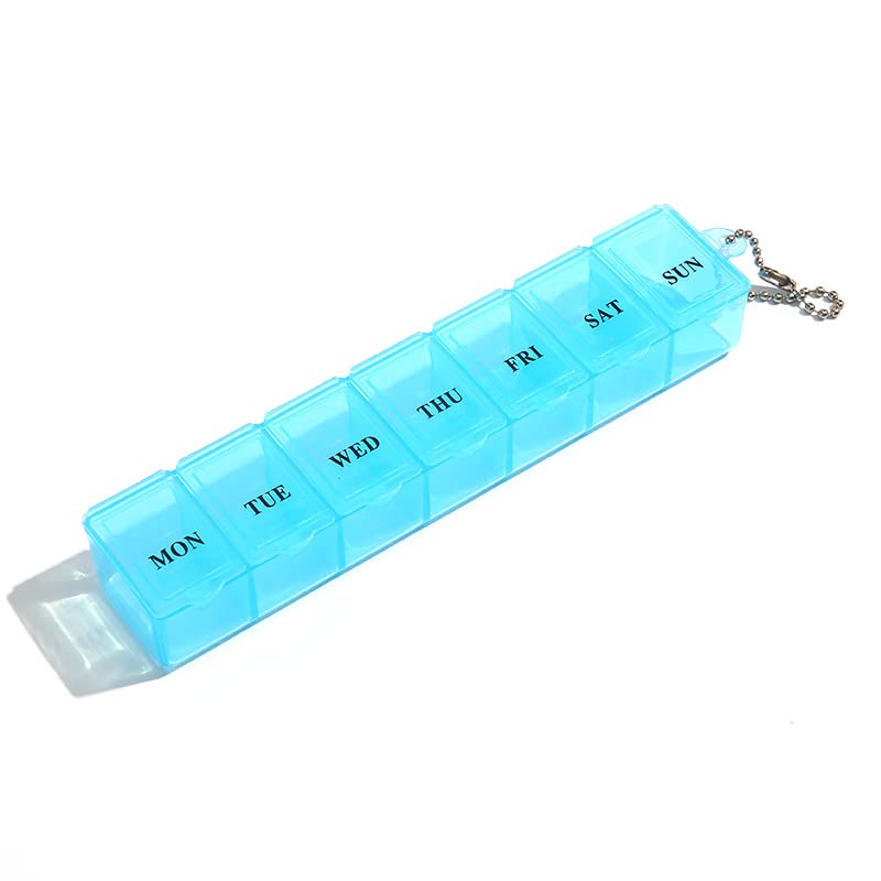 Weekly Pill Organizer 7 Day AM/PM Pill Box, Vitamin Planner, Medicine Box, Supplement, Large Compartments (Blue)