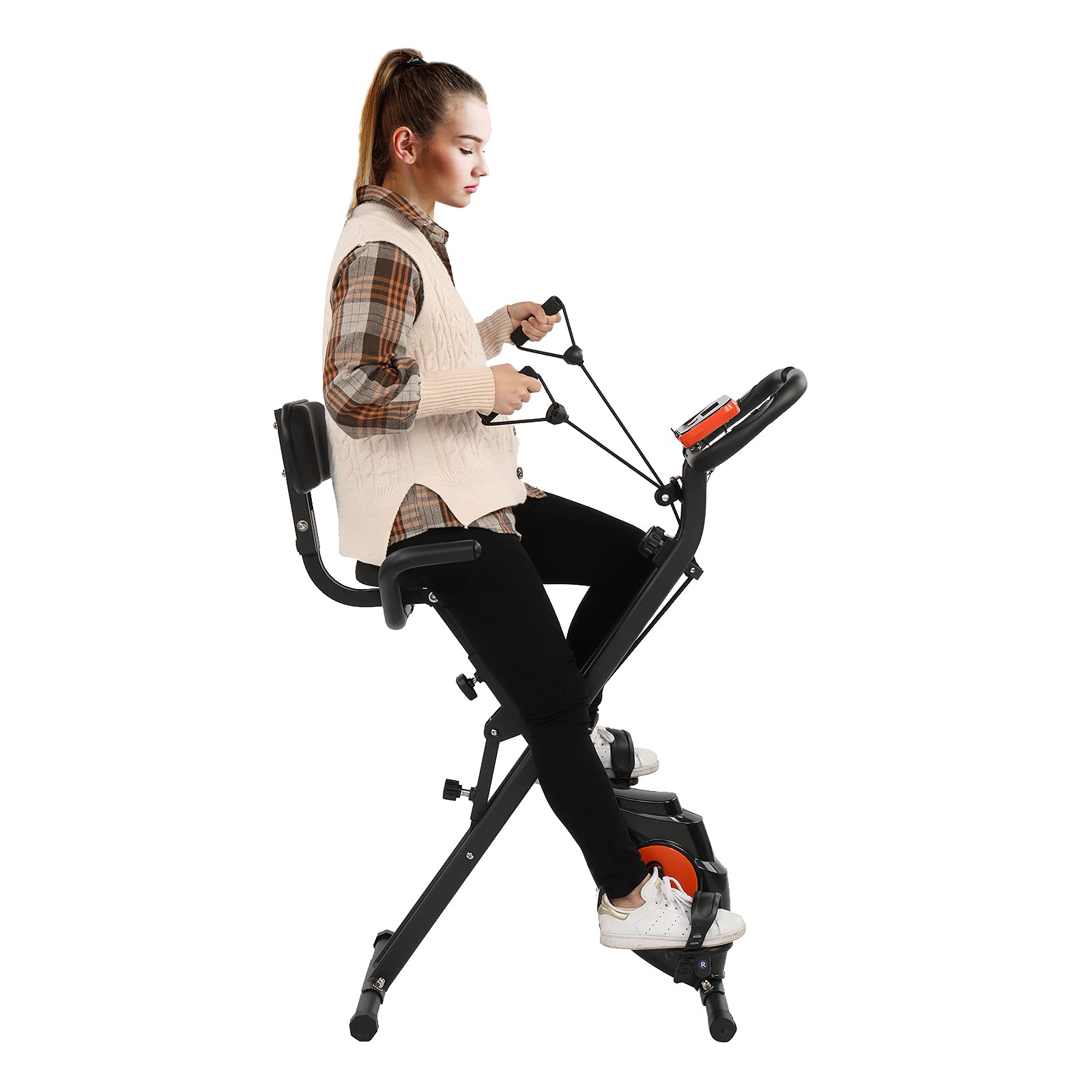 MengK Home Folding Exercise Bike Black