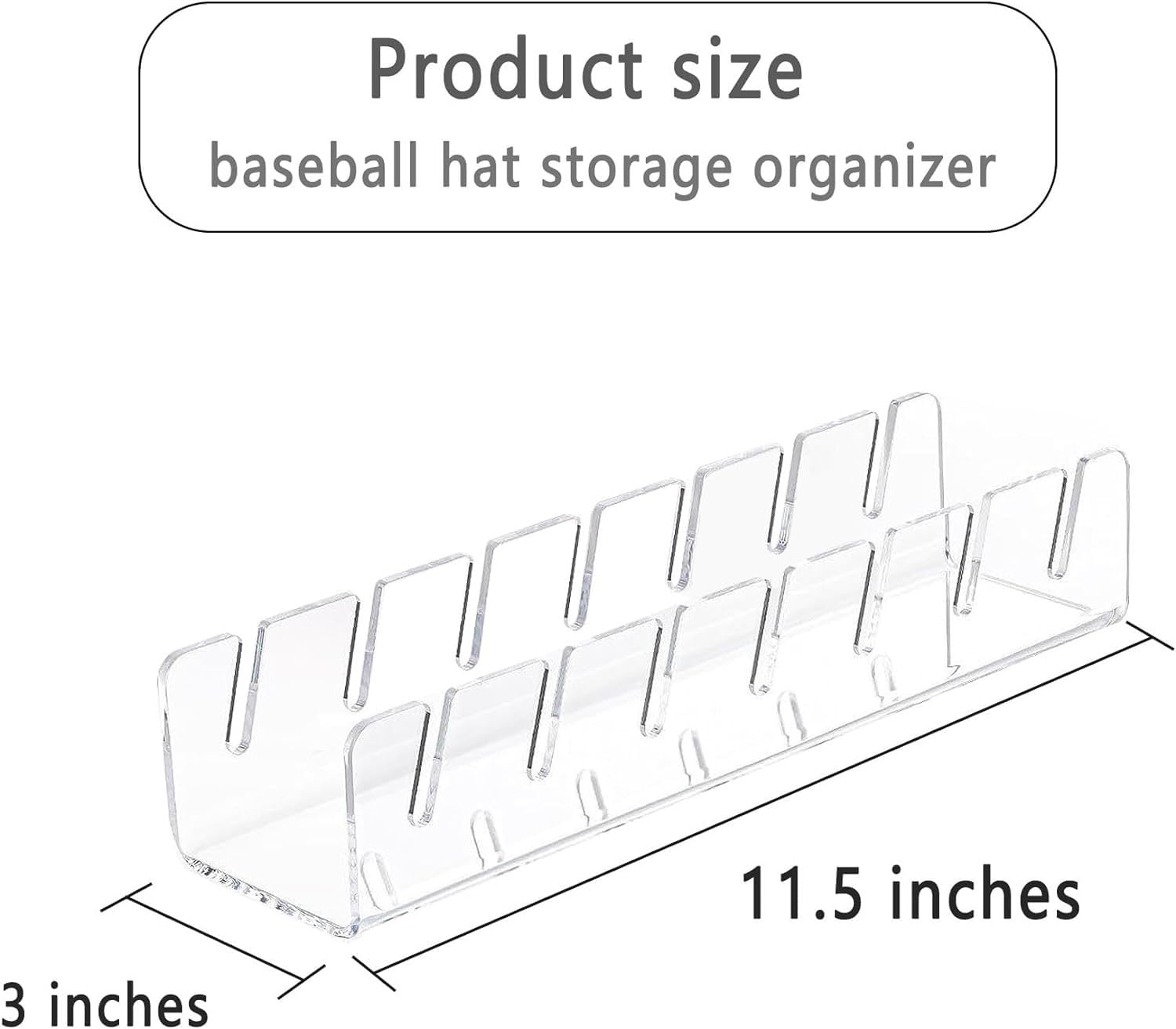 WEERSHUN Hat Stand for Baseball Caps Display and Organizer - 2 Pack, No Install Acrylic Hat Holder for 14 Baseball Caps for Bedroom, Closet, Dresser
