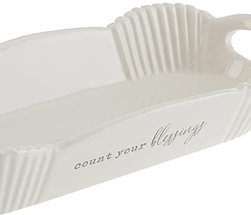 Mud Pie Blessings Bread Bowl and Towel Set, White, Small