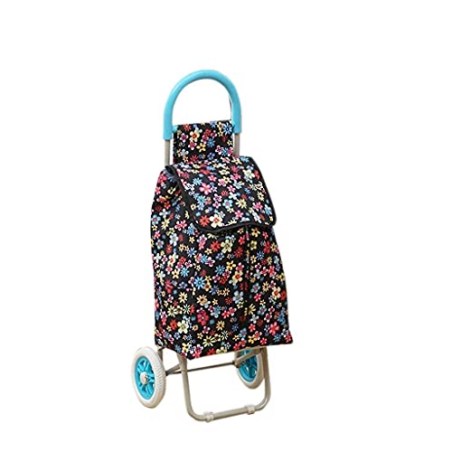 Shopping Trolley on Wheels Multi Function Shopping Cart Two Rounds Silent Wheel Fold Portable Cart Pull Rod Car Luggage Cart Trolley Pull Truck Trailer Cart Handle with Cloth Bag Storage Hand Truck