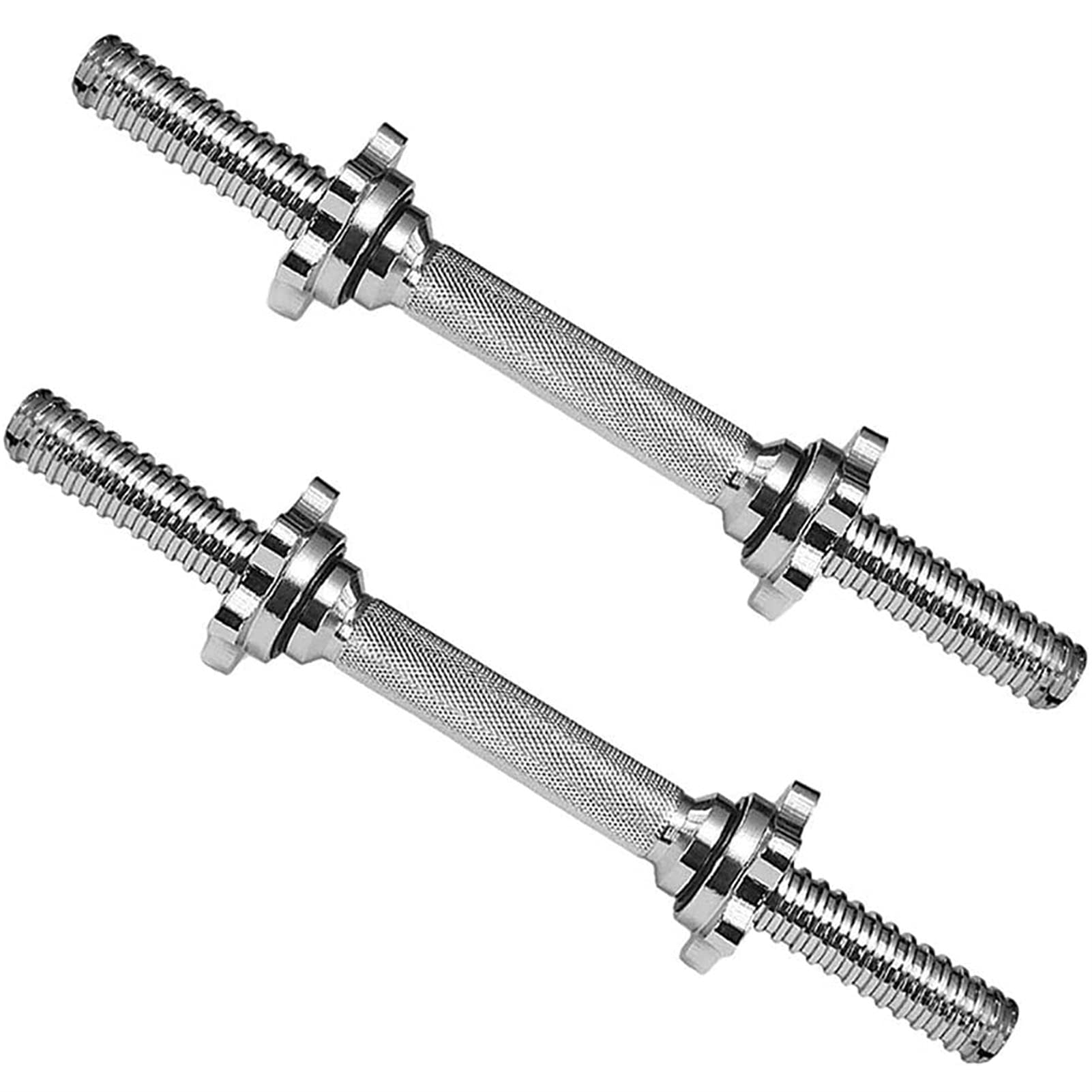 MQQ 2 Pcs 14" Dumbbell Handles, Adjustable Chrome Threaded Dumbbells Bar with Star Collars, for Sport Workout Fitness Barbell Strength Training Weight Accessories