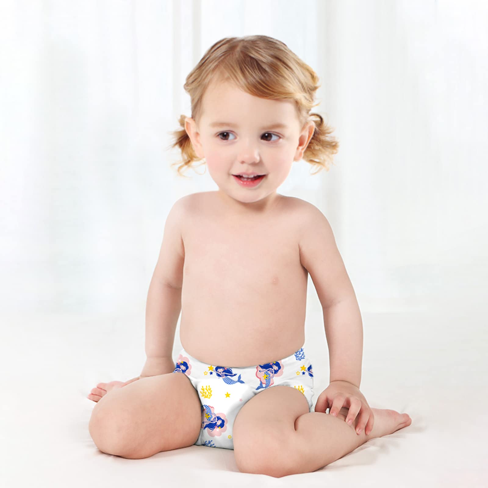 SYNPOS Reusable Baby Boys Girls Potty Training Pants 4 Pack Waterproof Breathable Underpants Cotton Soft Absorbent Training Underwear for Toddler Boys Girls 2T 3T 4T 5T