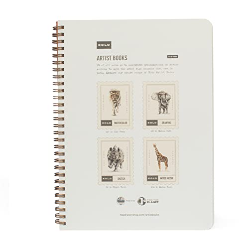 Kolo 7x10 Professional Watercolor Book, 100% Cotton, Spiral Bound, 140lb/300gsm, Cold Press