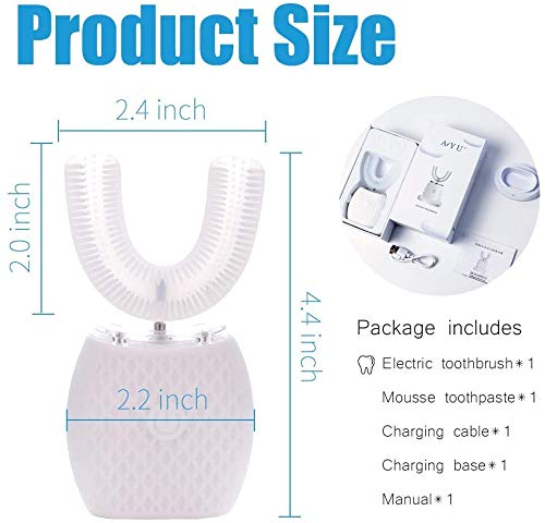 Rolg Ultrasonic Automatic Toothbrush,Ultrasonic Electric Toothbrush and 30'' Automatic Timer, 360 Toothbrush Wireless Charging Toothbrush Washable Travel Home Dual-use, White