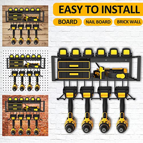 Y2-A Power Tool Organizer Wall Mounted Metal Power Tool Holder Rack Heavy Duty 3-Layer Rustproof Electric Drill Storage Rack Space-saving Power Tool Rack for Garage Workshop Kitchen 16.5 ×6.5 × 4.7in