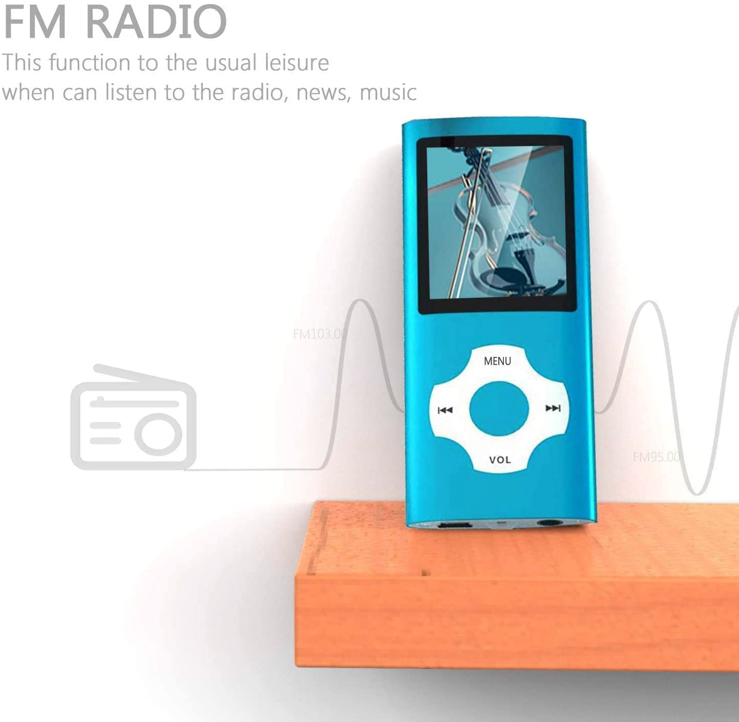 MP3 Player / MP4 Player, Hotechs MP3 Music Player with 32GB Memory SD Card Slim Classic Digital LCD 1.82'' Screen Mini USB Port with FM Radio, Voice Record (Blue)