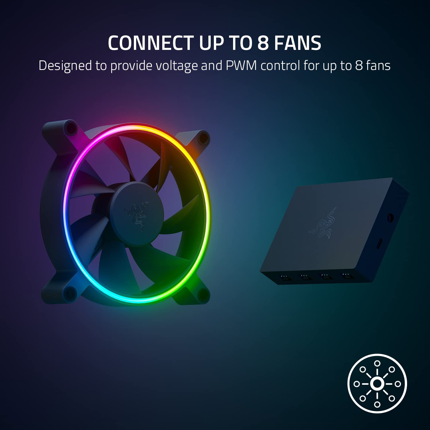 Razer PWM PC Fan Controller: Connects Up to 8 Fans - Custom Fan Curve Profiles - Convenient Fan Monitoring - Thin Profile