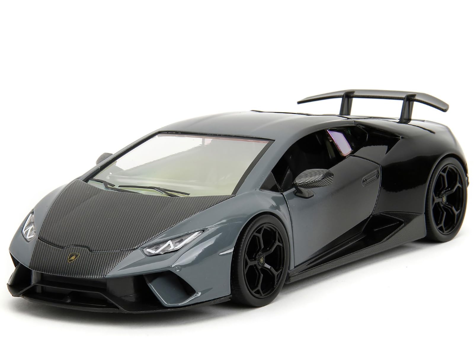 Lambo Huracan Perfomante Gray and Black Gradient with Carbon Hood Pink Slips Series 1/24 Diecast Model Car by Jada 34895
