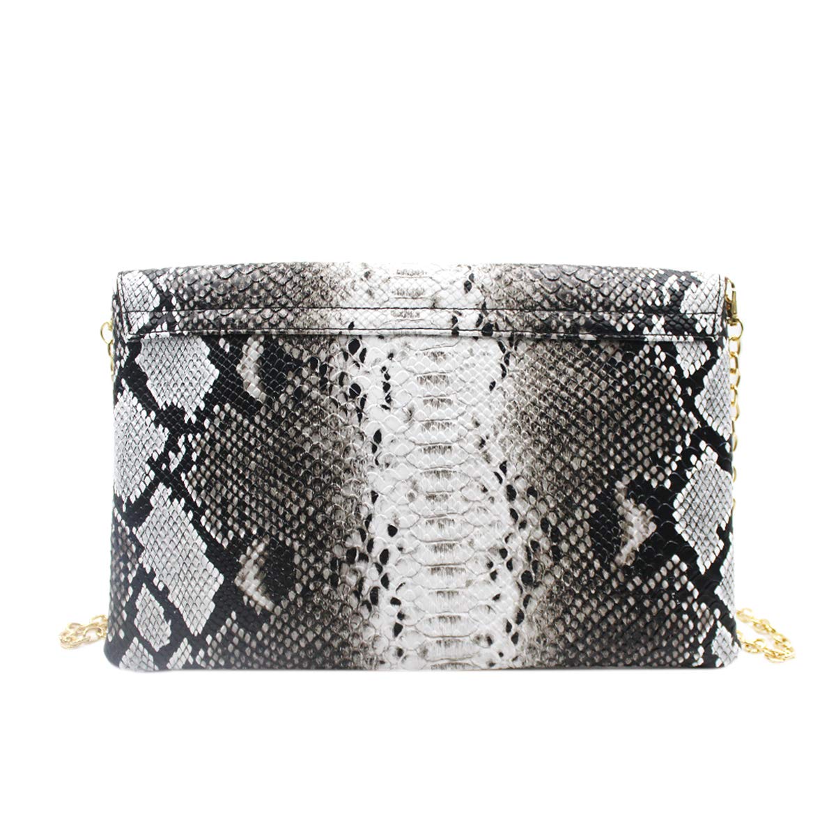 MINGSEECESS Women Thin Envelop Clutch Handbag with Chain Strap Ladies Snakeskin Shoulder Crossbody Bag