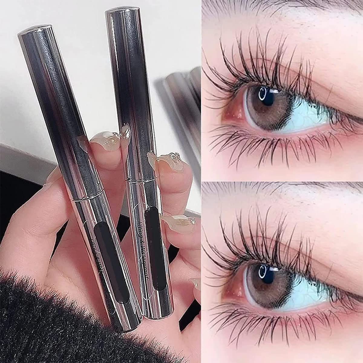 Metal Mascara Wand, Bristle Less Metal Mascara, Waterproof and Non-Smudged, Long-Lasting (Black)
