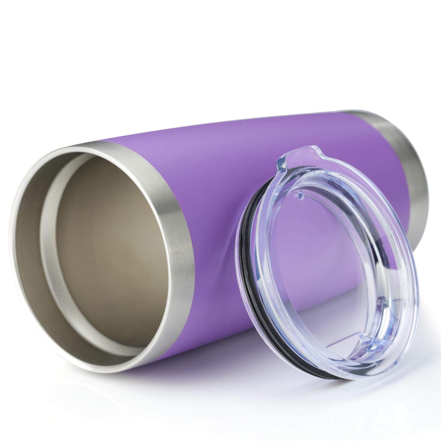 MEWAY 20oz Tumbler Cup Double Wall Vacuum Insulated Travel Mug Bulk, Stainless Steel Tumblers with Lid and Straw, Durable Powder Coated Coffee Cups for Cold & Hot Drinks (Purple, 1)