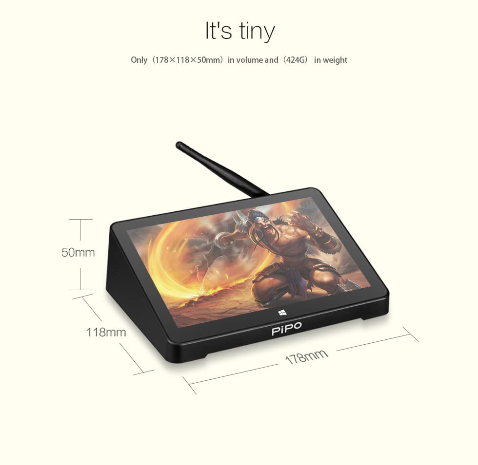 PIPO X8 Mini PC 7inch IPS Touch Screen Win10 OS Tablet PC Intel Z3735/Z8350 Quad Core 2G RAM 32G/64G ROM BT RJ45 USB PC (X8S (2GB+64GB))
