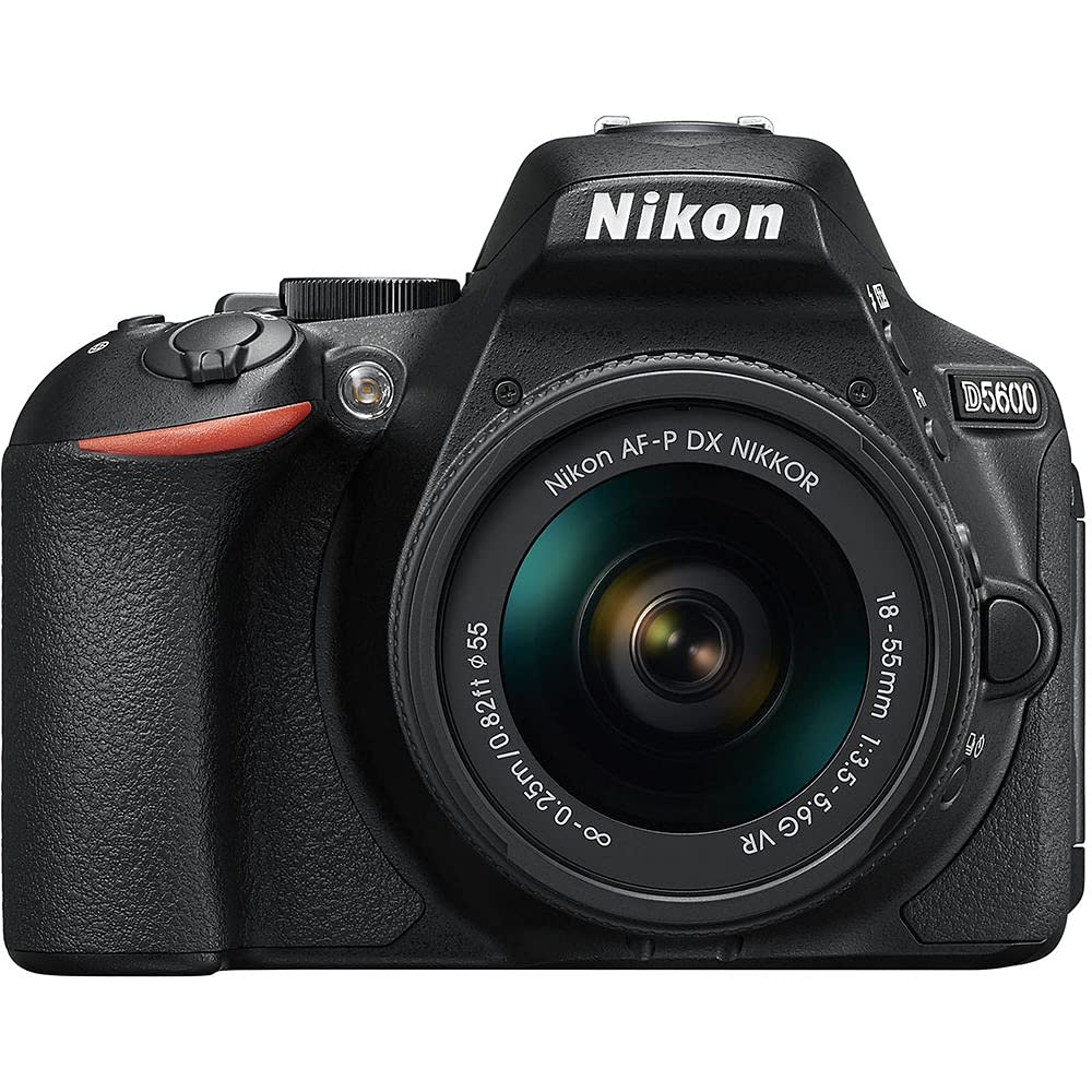 Nikon D5600 24.2MP DSLR Digital Camera with AF-P DX 18-55mm Lens (1576) Deluxe Bundle with 64GB SD Card + Large Camera Bag + Filter Kit + Spare Battery + Telephoto Lens (Renewed)