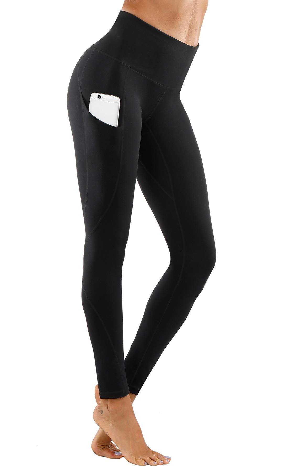 Lingswallow High Waist Yoga Pants - Yoga Pants with Pockets Tummy Control, 4 Ways Stretch Workout Running Yoga Leggings (Black, Medium)