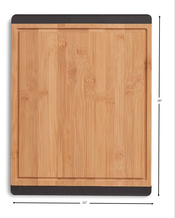 Realm 11" x 15" Bamboo Stronghold Cutting Board | Non-Slip with Juice Groove | Organic Sustainable Premium Bamboo Wood