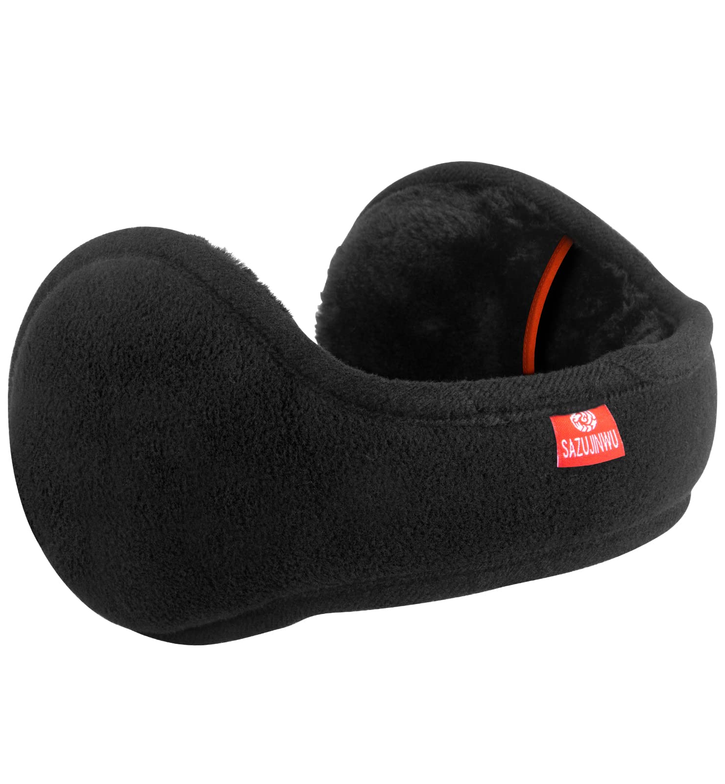 sazujinwu Winter Men's Earmuffs with Heating Compartment Fold Fleece Ear Muffs Women`s Ear Warmers Back Neck Earmuff Black