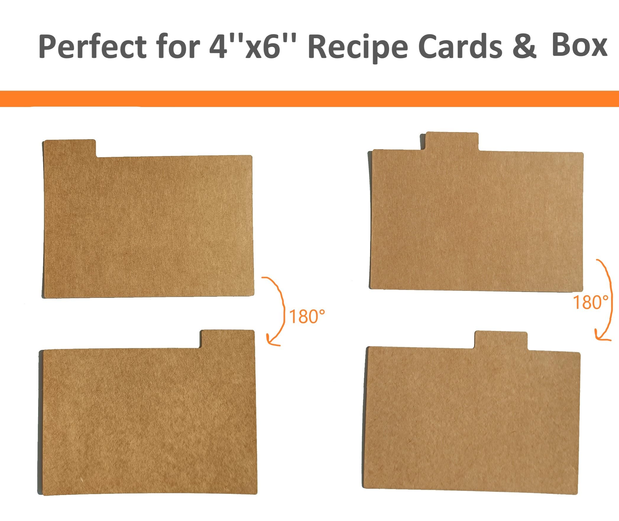 Recipe Card Dividers 4x6 with Tabs (Set of 24) Includes Printed Cooking Tips Recipe Box Dividers Made of Thick Cardstock Best Kitchen Gift (Kraft)